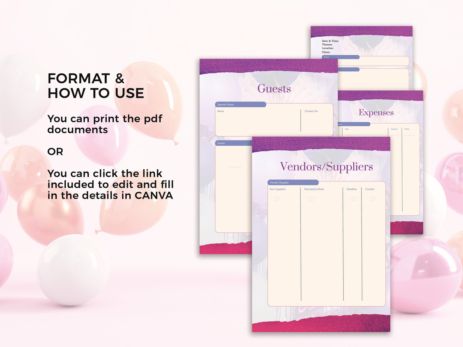 Party Event Planner Event Canva Template, Impress Client Professional ...