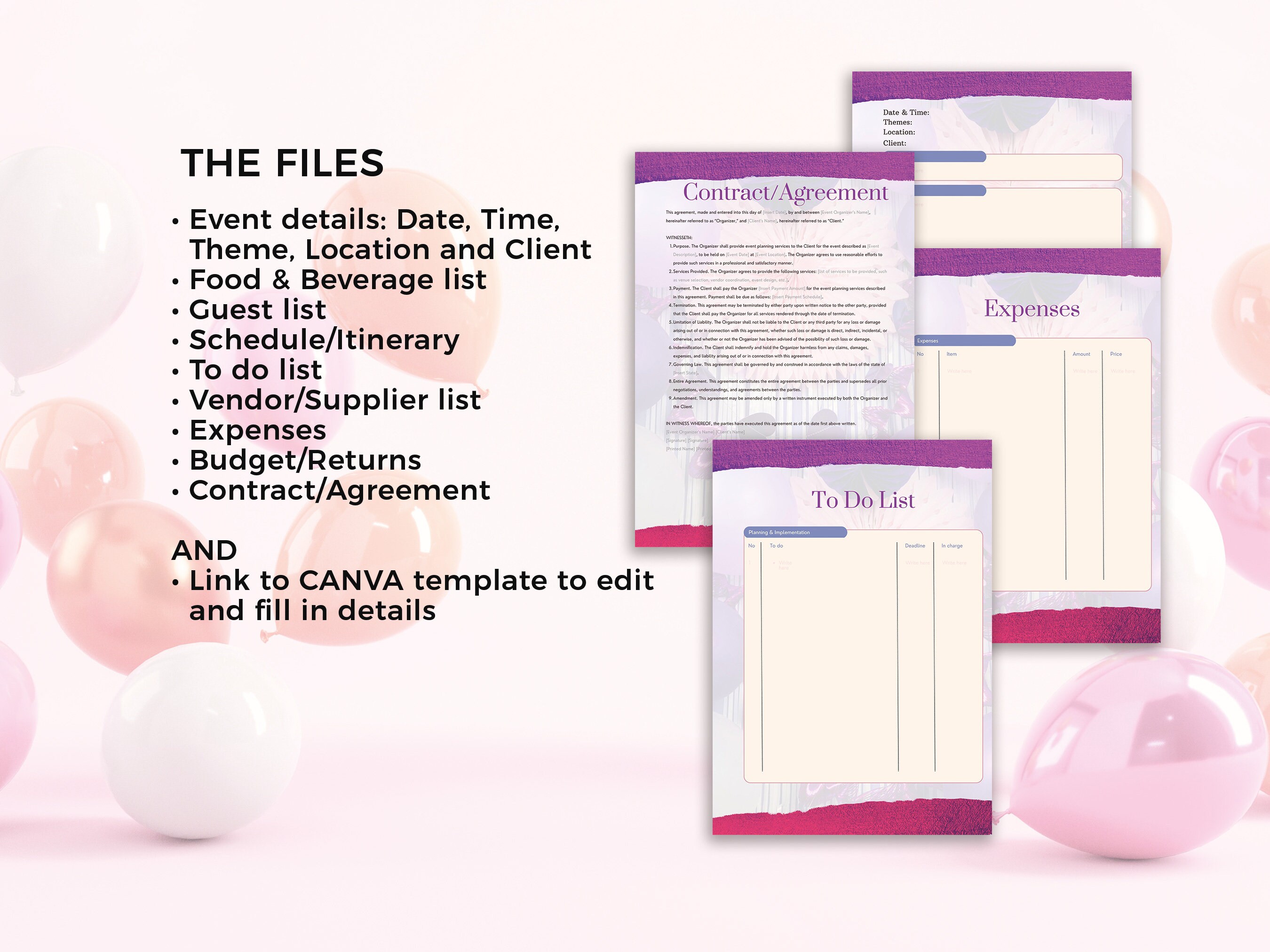 Party Event Planner Event Canva Template, Impress Client Professional ...