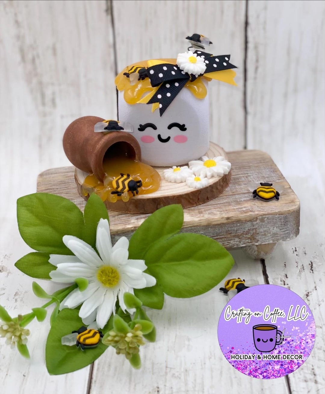 Bee Marshmallow Friends-tiered Tray/shelf Sitter/spring/summer/faux ...
