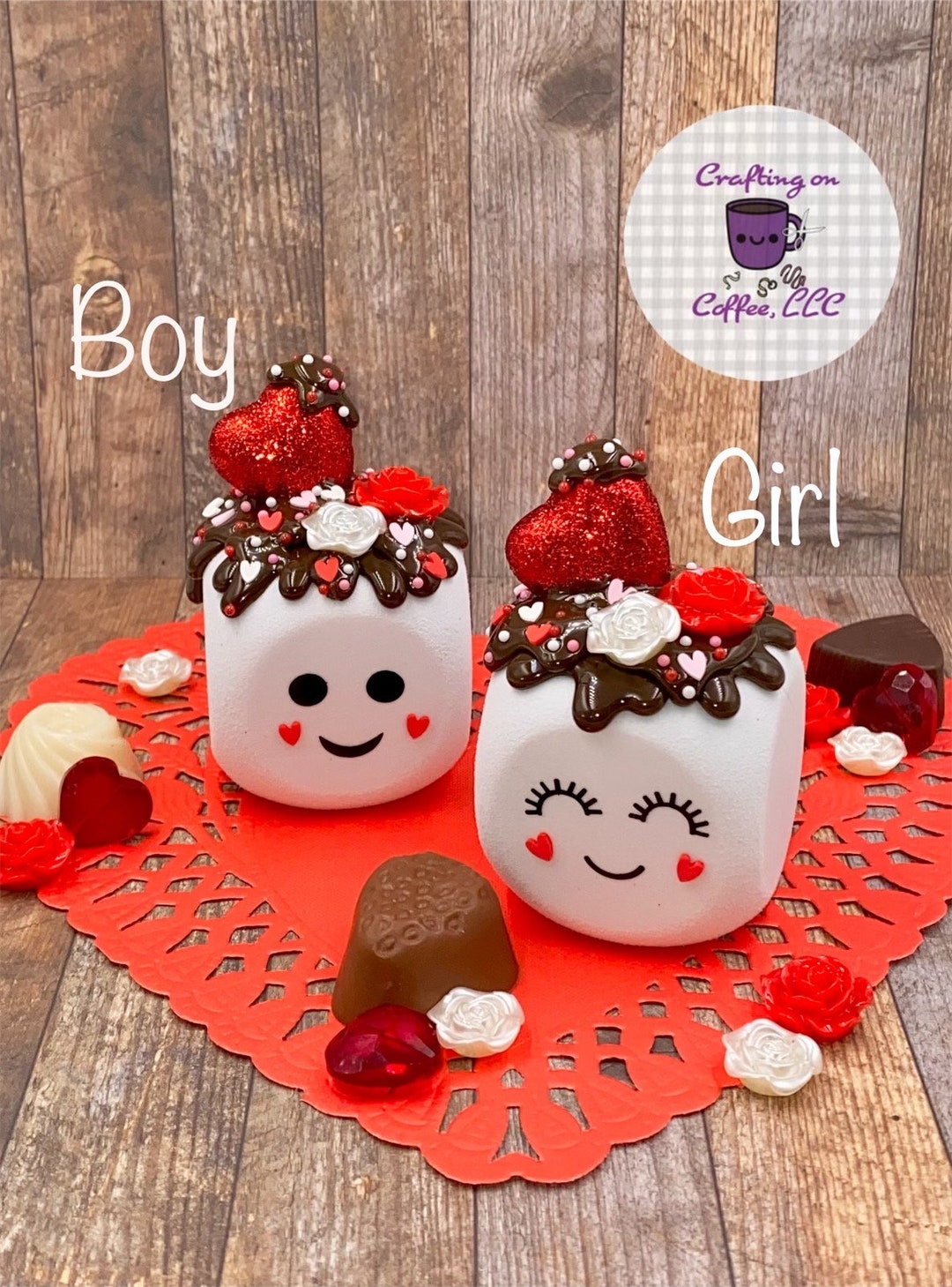 Romantic Valentine Marshmallow Friends-tiered Tray/shelf Sitter ...
