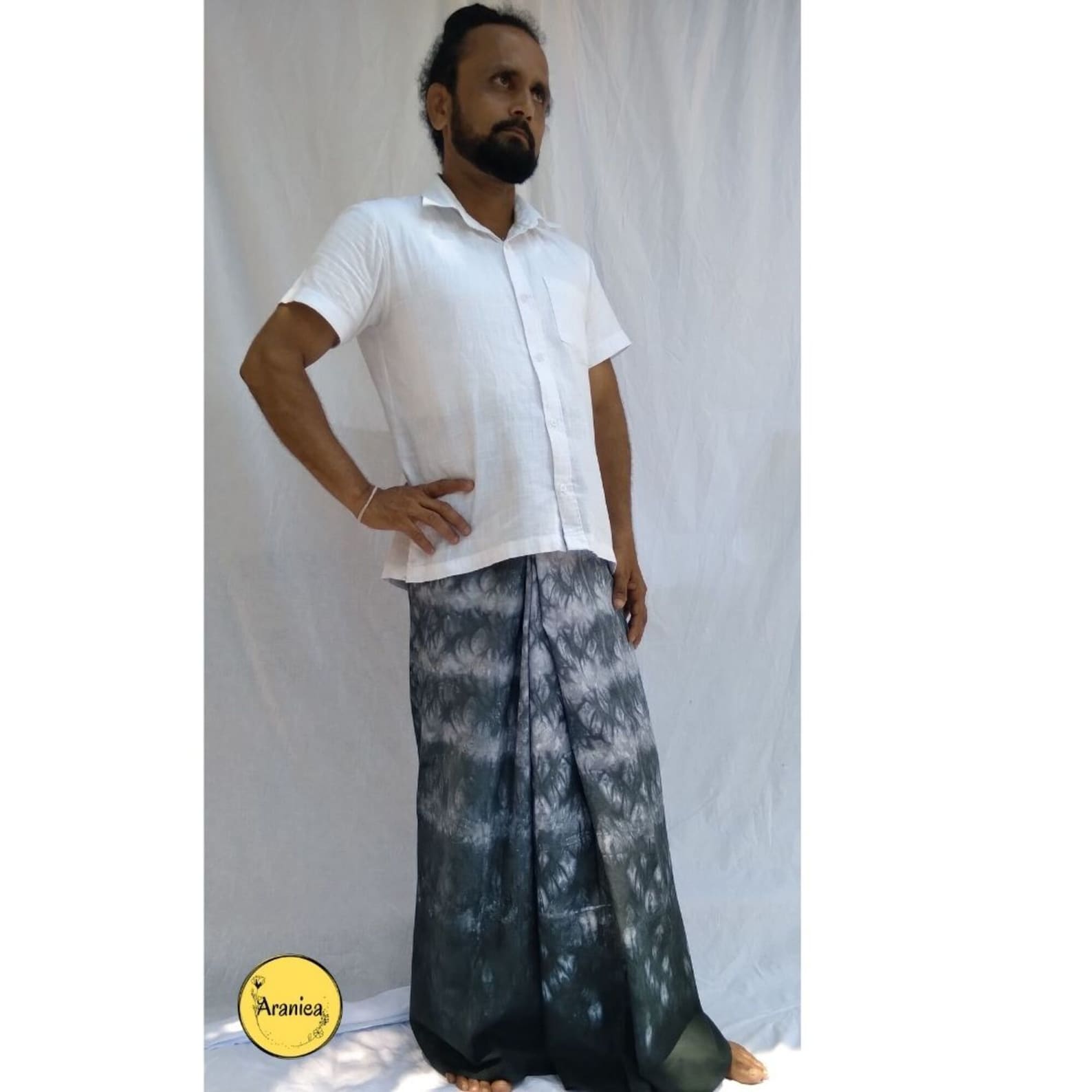 Black Sarong Men, Unisex Sarong, Batik Sarong, Lungi, Malong, White ...