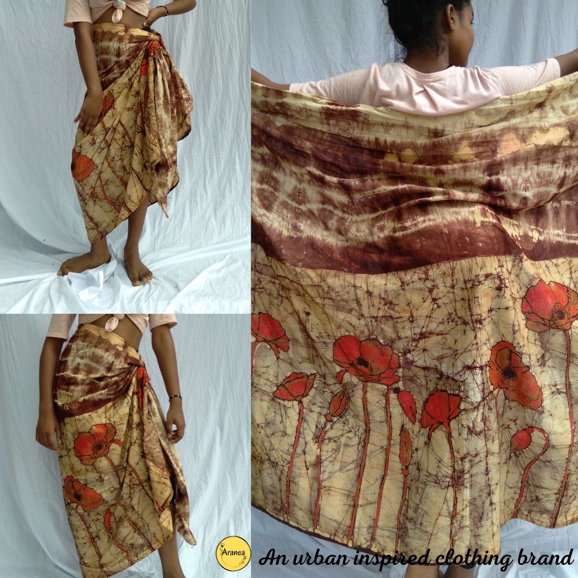 Hand Dyed | Batik Sarong | Lungi | Batik Flower Sarong | Beach Coverup ...