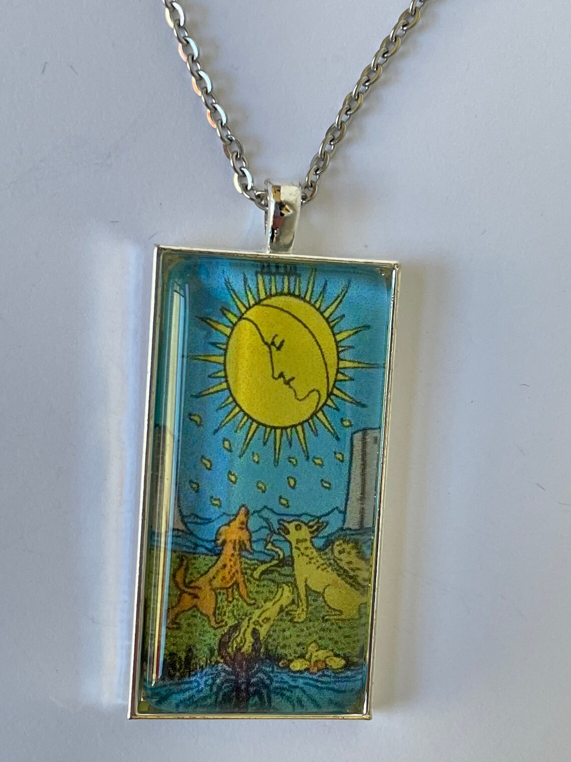 Rider Waite the Moon Tarot Card Pendant - Etsy
