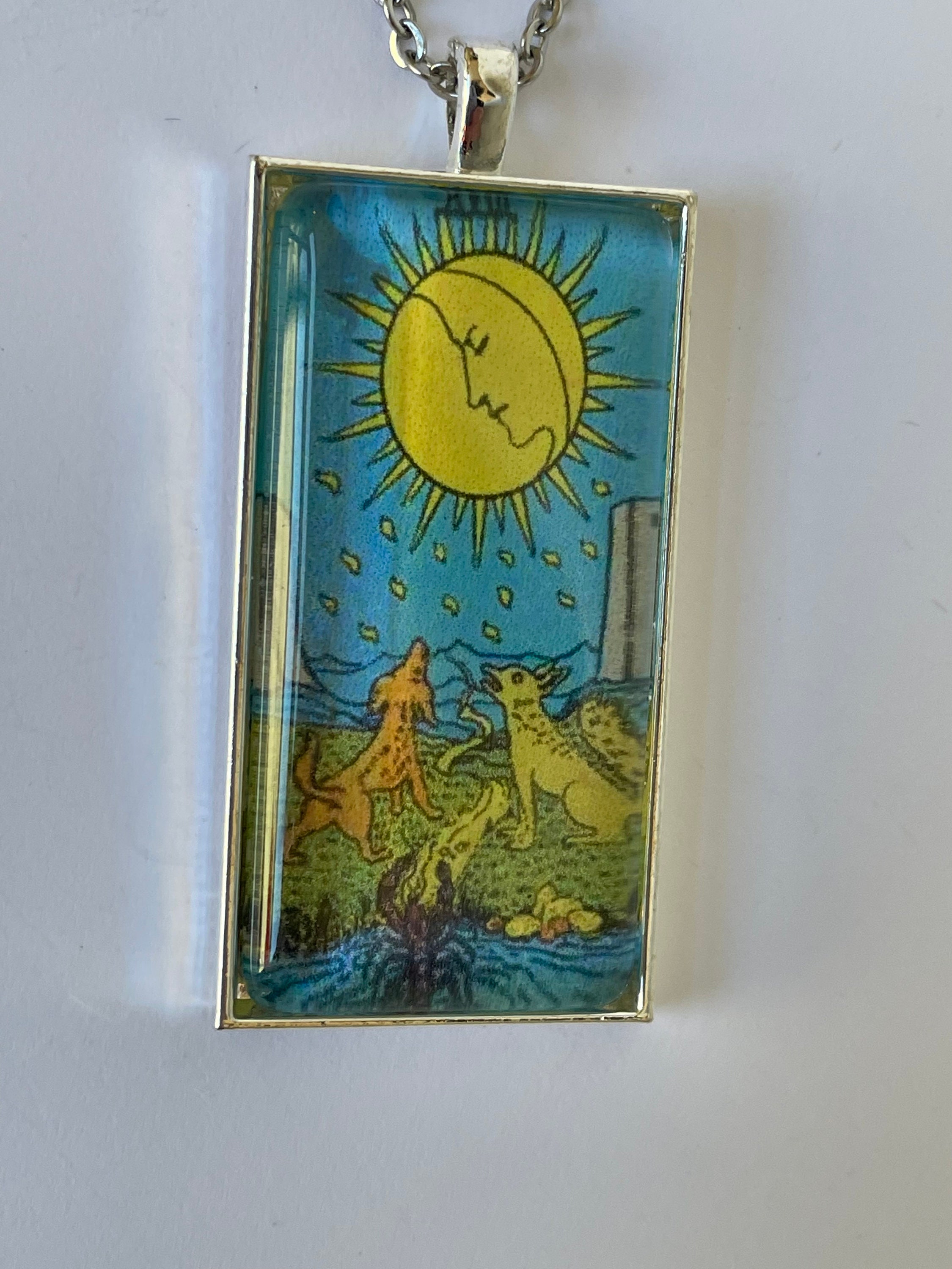 Rider Waite the Moon Tarot Card Pendant - Etsy