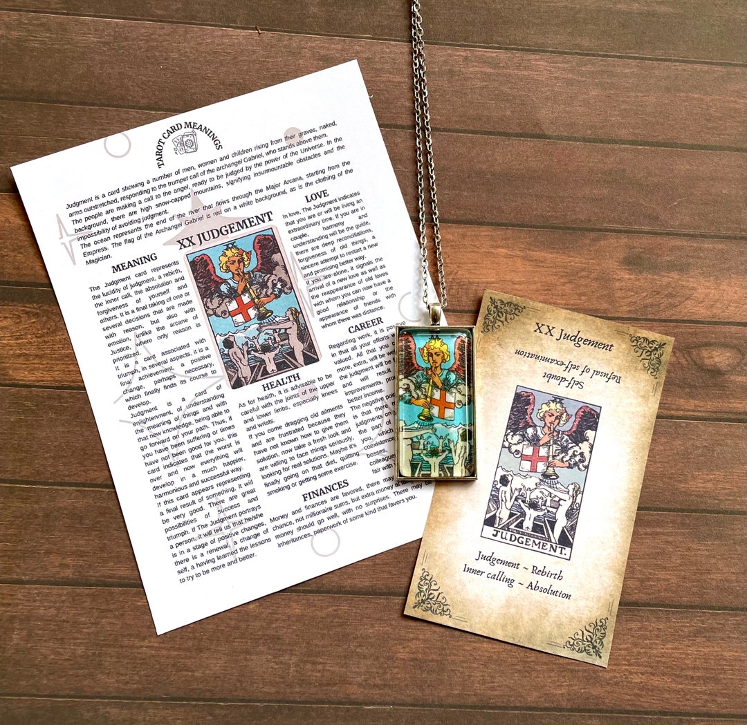 Judgement Tarot Card Necklace, Rider Waite Tarot Necklace, Silver Tarot ...