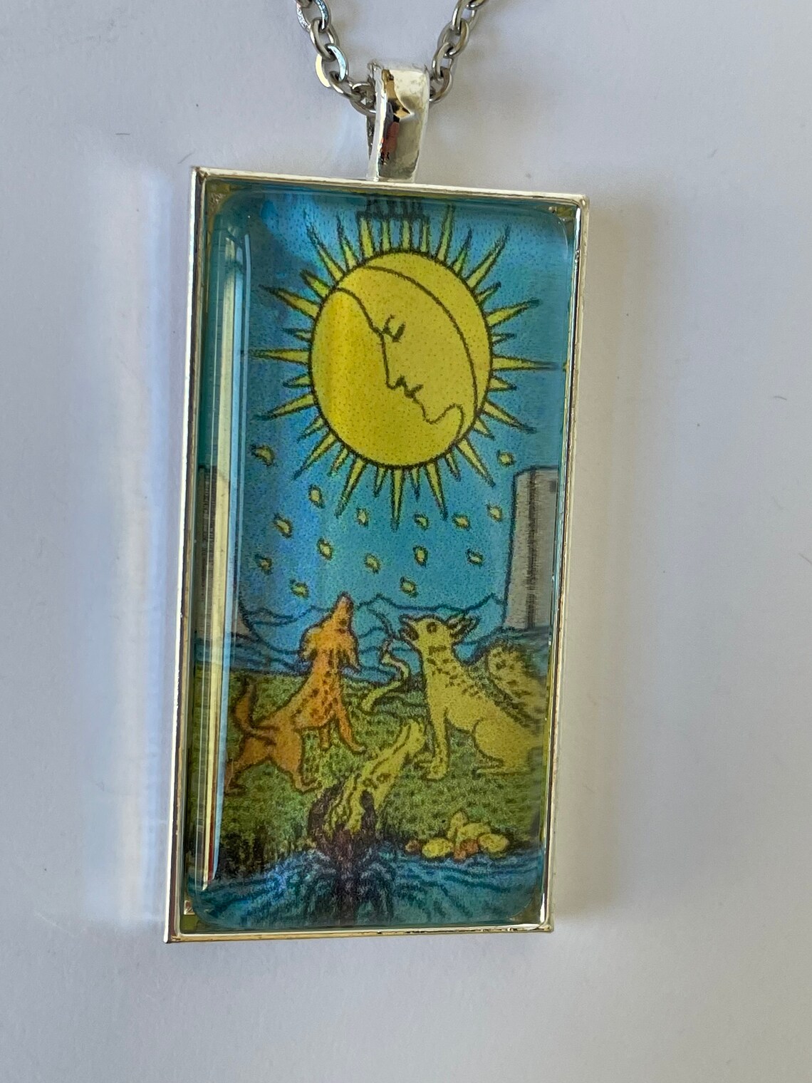 Rider Waite the Moon Tarot Card Pendant - Etsy