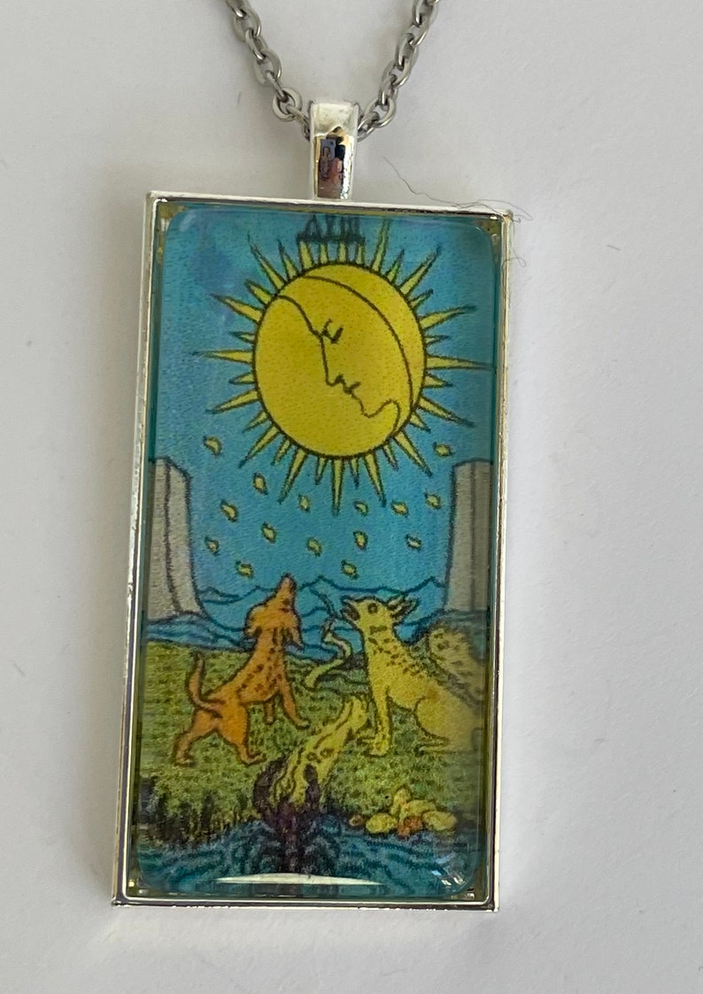 Rider Waite the Moon Tarot Card Pendant - Etsy