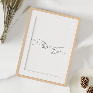 Line Art Hands the Creation of Adam Line Art Minimalist Artwork One ...