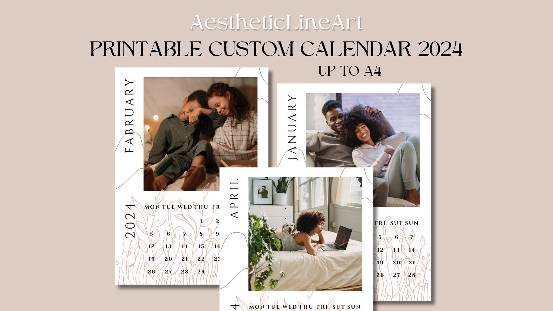 Printable Custom Calendar 2024, Digital Calendar, Monthly Planner ...