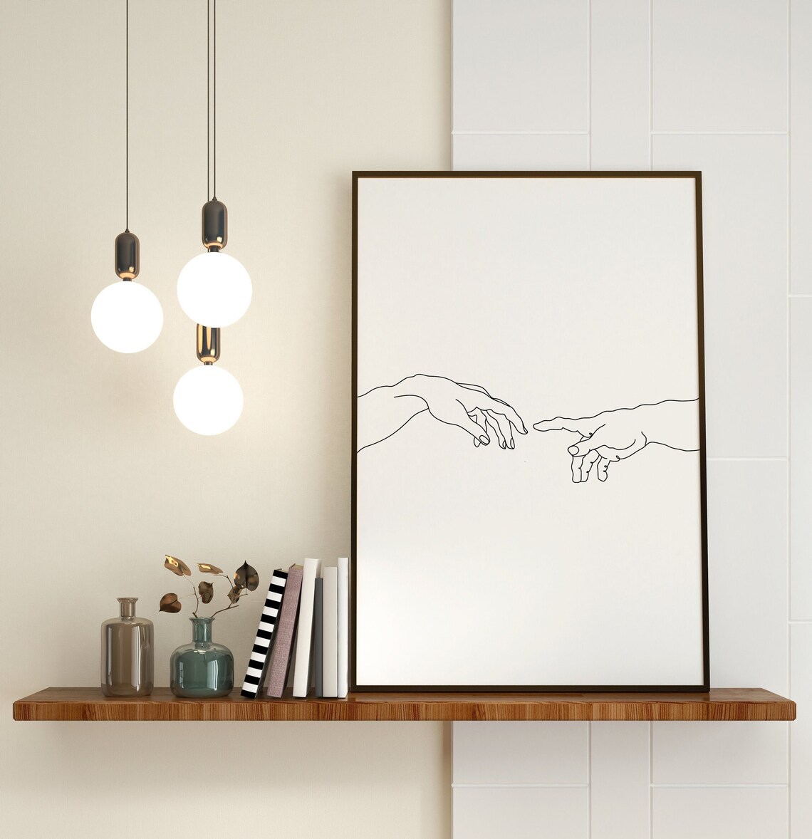 Line Art Hands the Creation of Adam Line Art Minimalist Artwork One ...