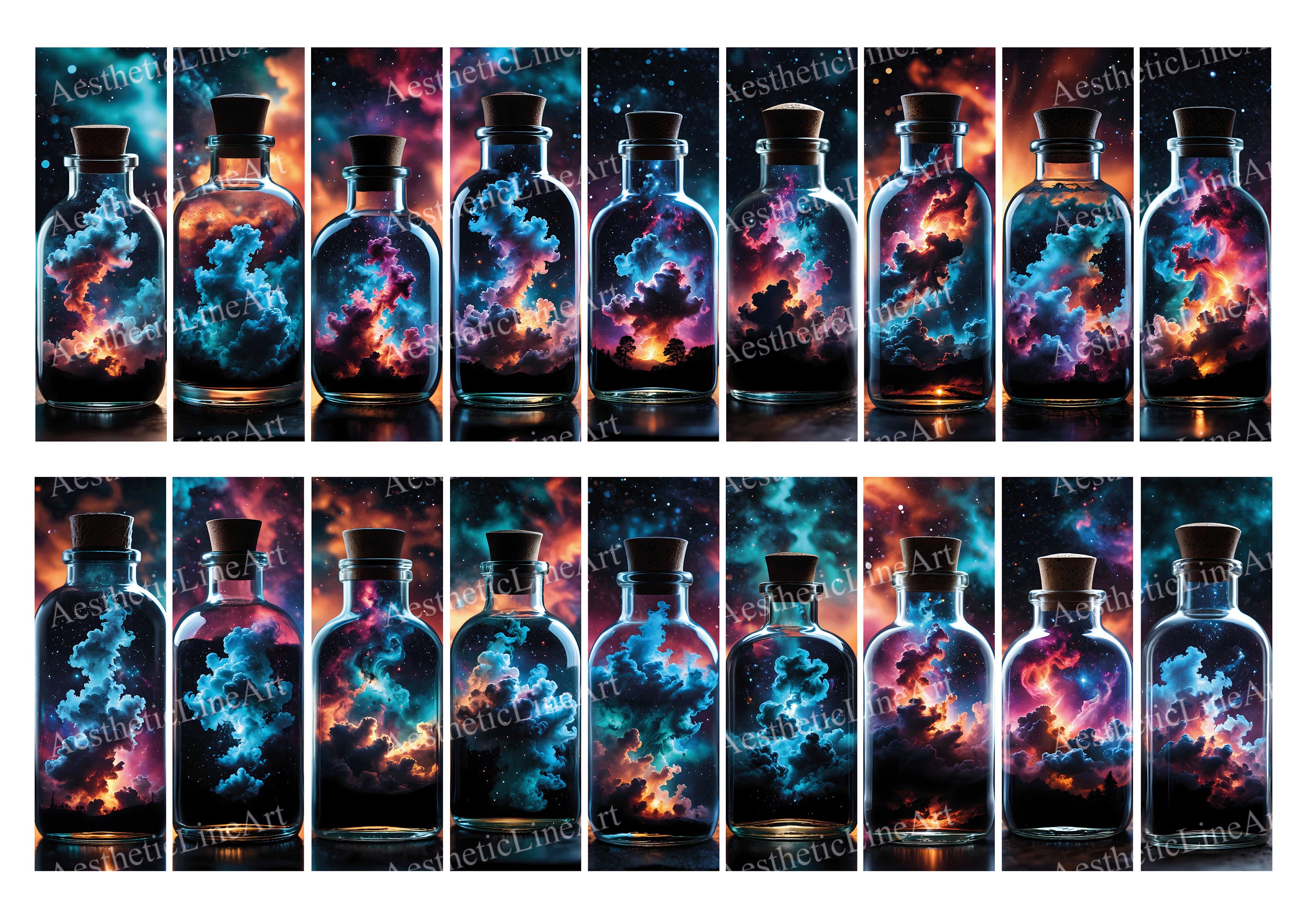 Nebula Clouds Printable Bookmark Set Digital Bookmark Bundle PNG ...
