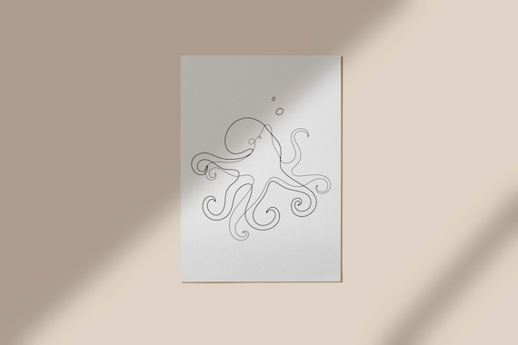 Octopus Minimalist Art Octopus Digital Print Octopus One - Etsy