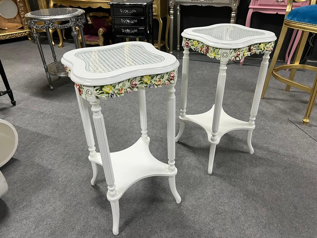 Wicker Side Table Vintage, Round Wicker Side Table, Rattan Side Table ...