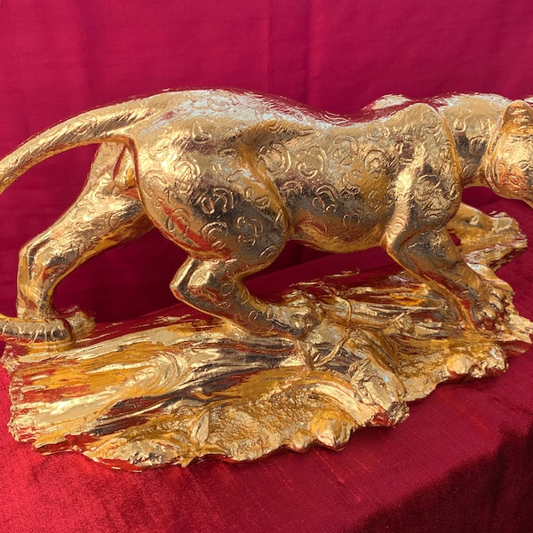 Gold Leopard Statue - Etsy