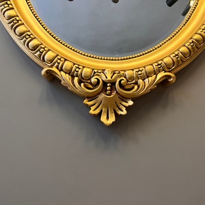 Gilded Gold Oval Mirror: Handcarved Beechwood Frame, Farmhouse Vanity ...