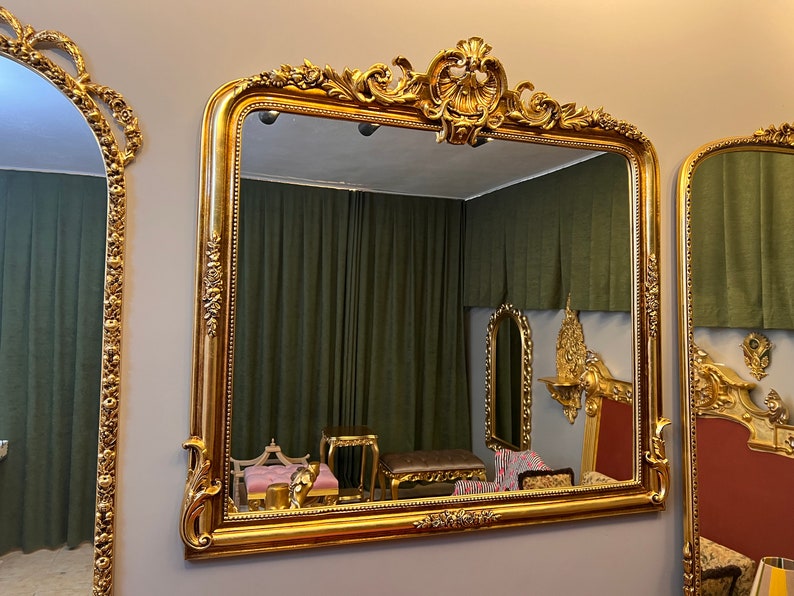 Gilded Vintage Mirror, Handcrafted Gold Leaf Solid Wood Frame - Etsy
