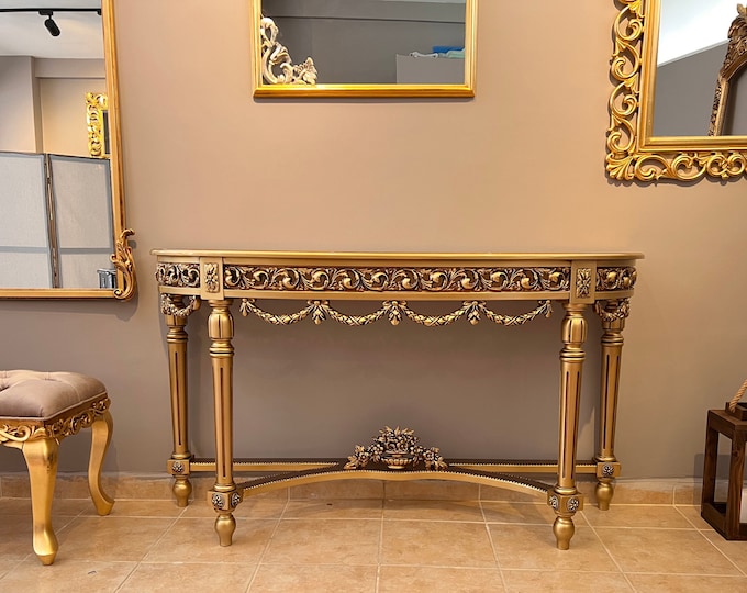 Gilded Console Table, Gold Console Table,louis XVI Gilded Side Table - Etsy