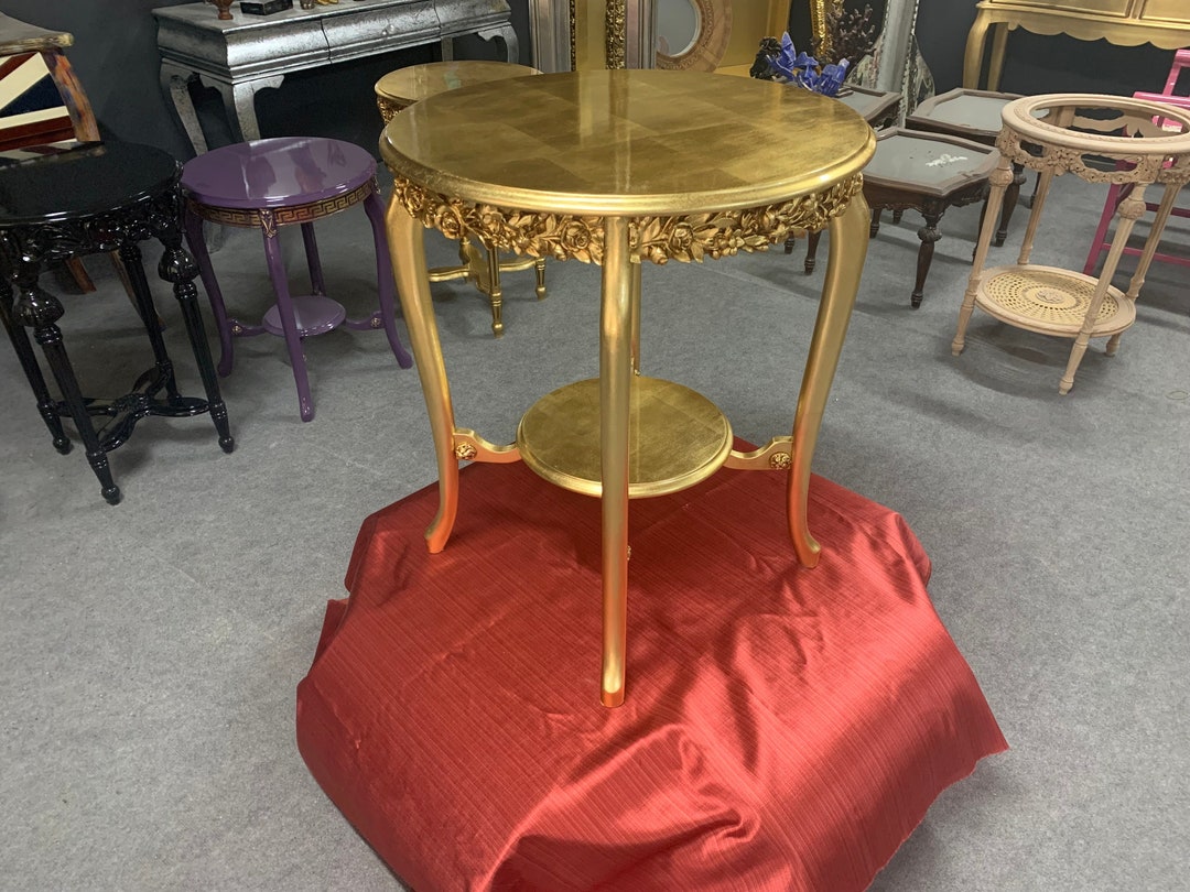 Gilded French Round Side Table: Beech Wood End Table - Etsy