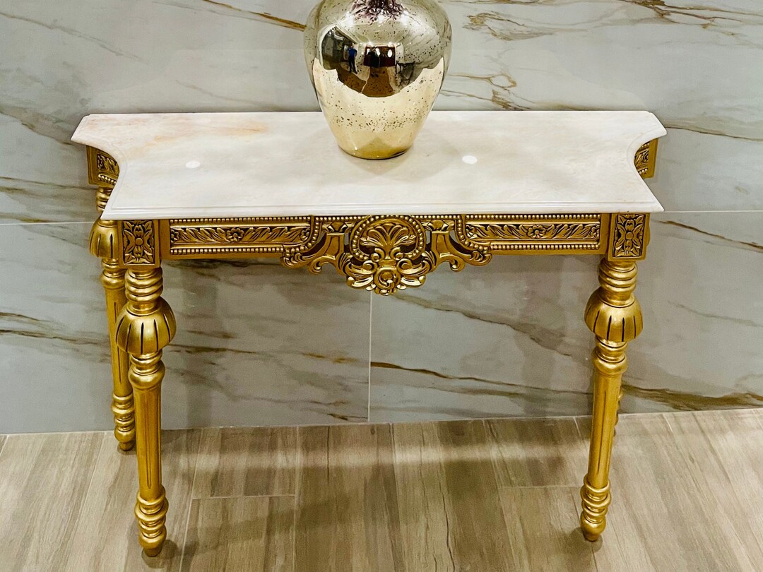 Gilded Console Table, Gold Console Table, Gold Console Table With ...