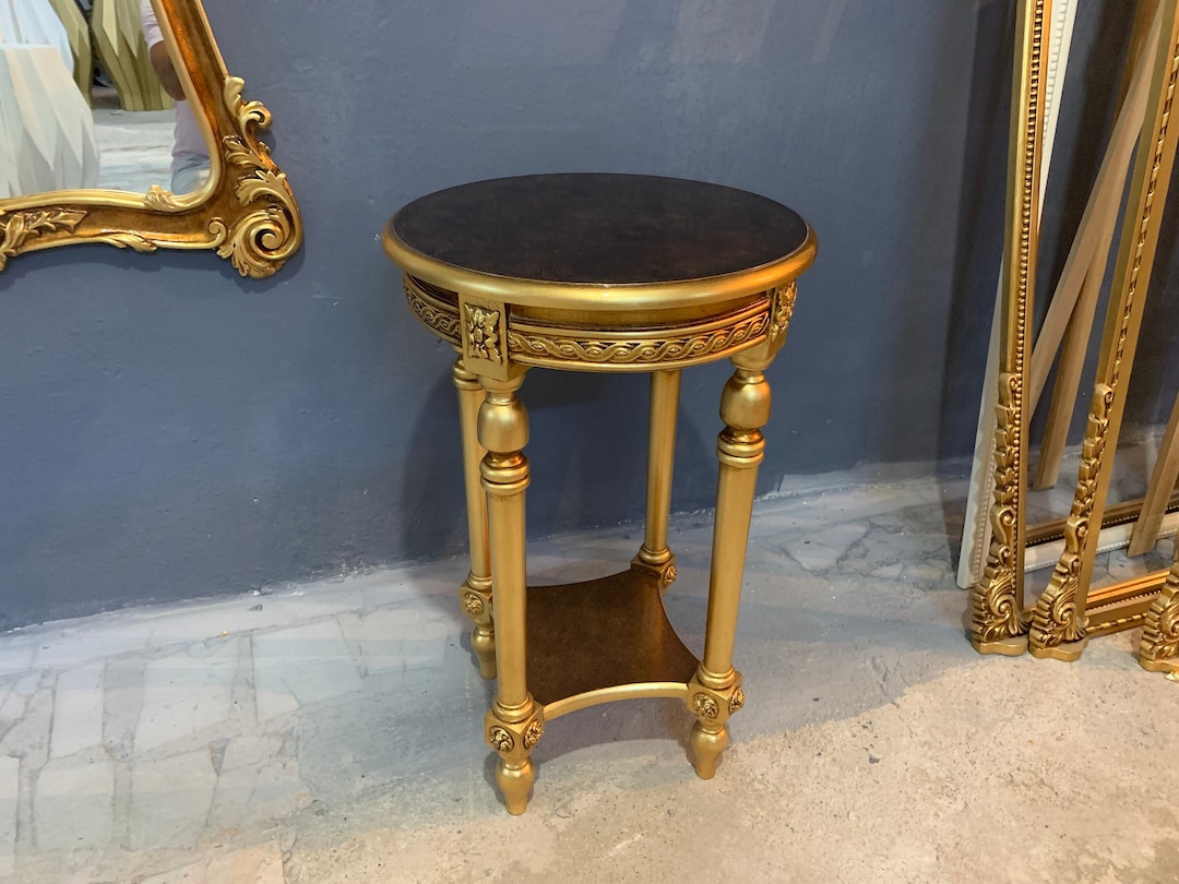 Gilded French Table, Gold Leaf Accent Table, Handcrafted - Etsy