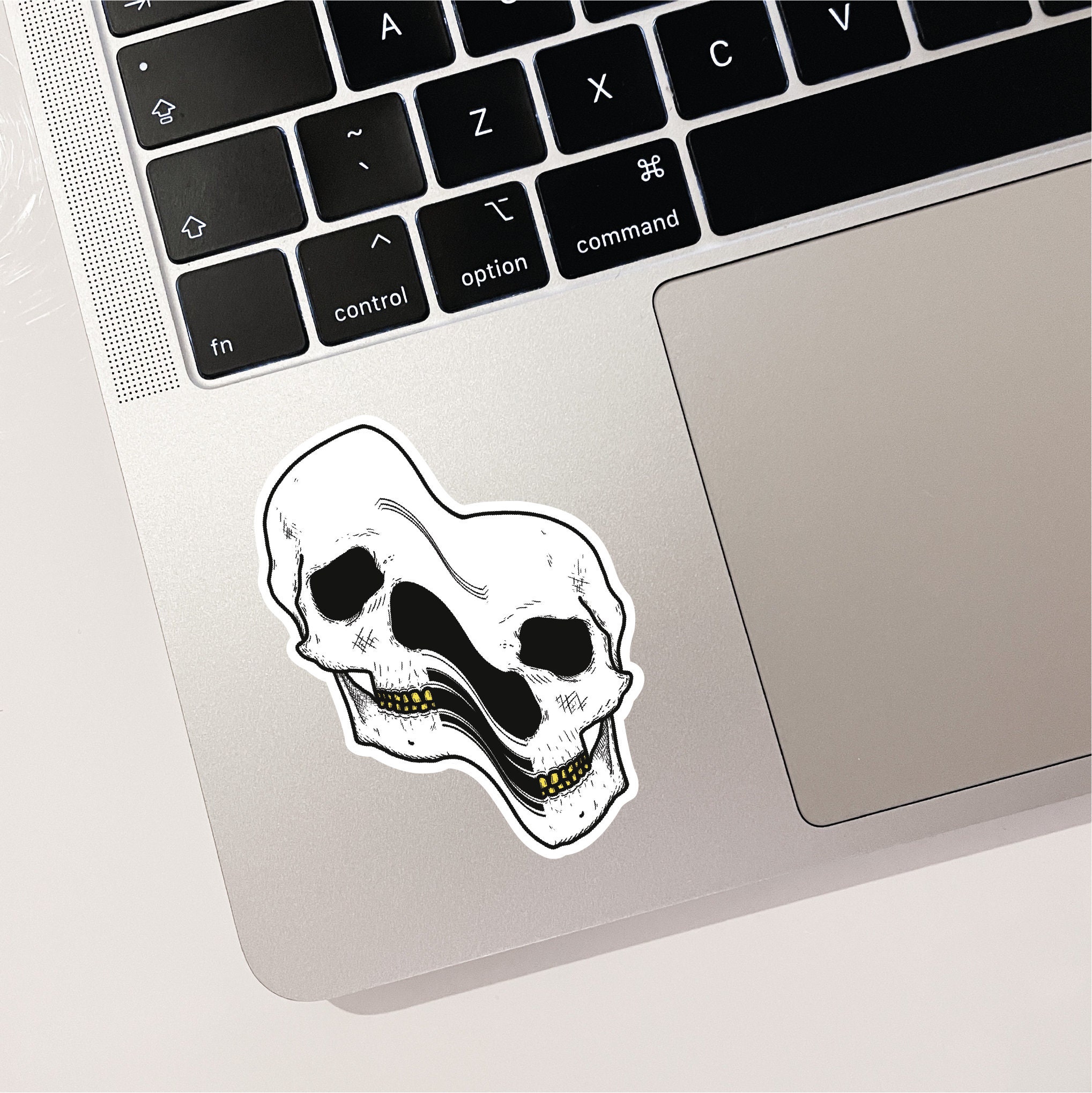 Stretched Skull Sticker / Glossy Waterproof Vinyl / Warped | Etsy