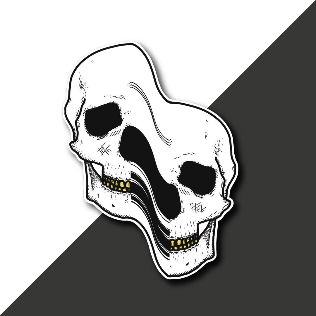 Stretched Skull Sticker / Glossy Waterproof Vinyl / Warped - Etsy