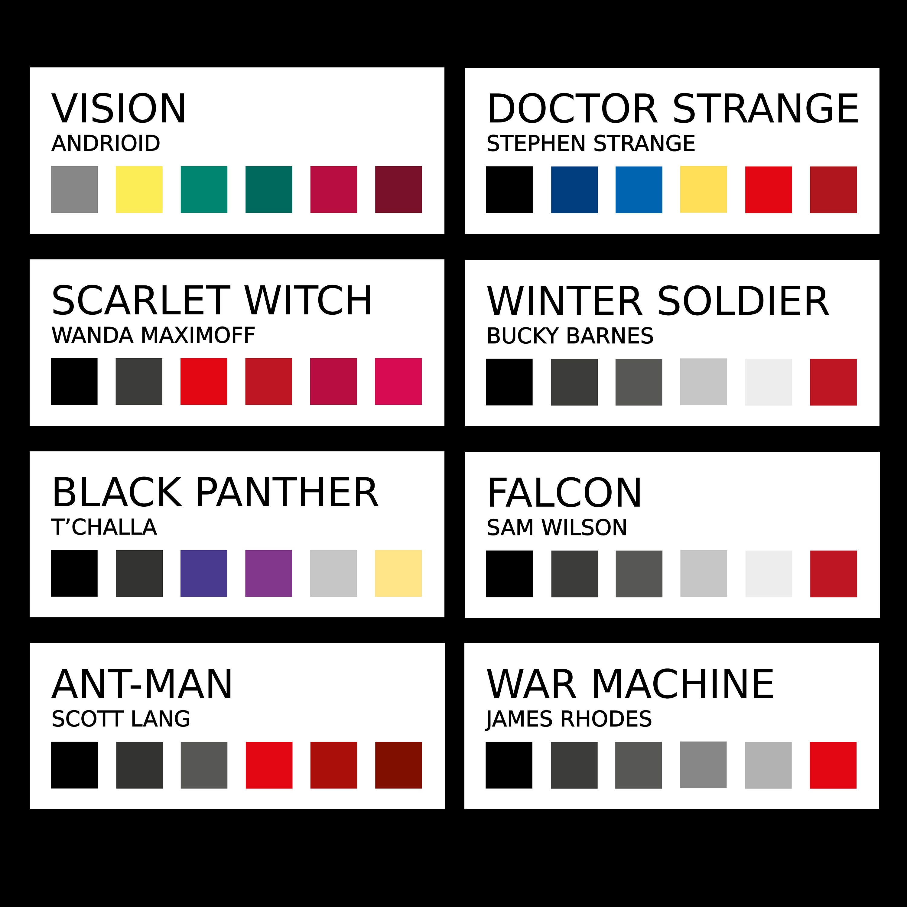 Marvel Characters Colour Palette Sticker Pack / Avengers | Etsy