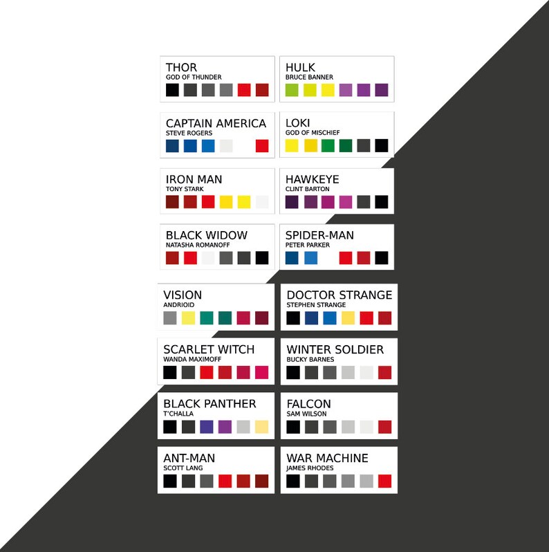 Marvel Characters Colour Palette Sticker Pack / Avengers - Etsy