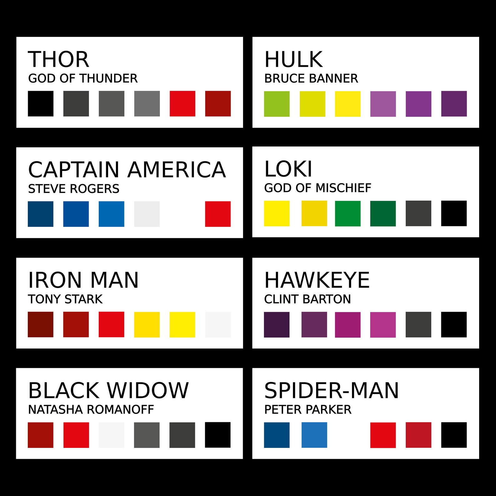 Marvel Characters Colour Palette Sticker Pack / Avengers | Etsy UK