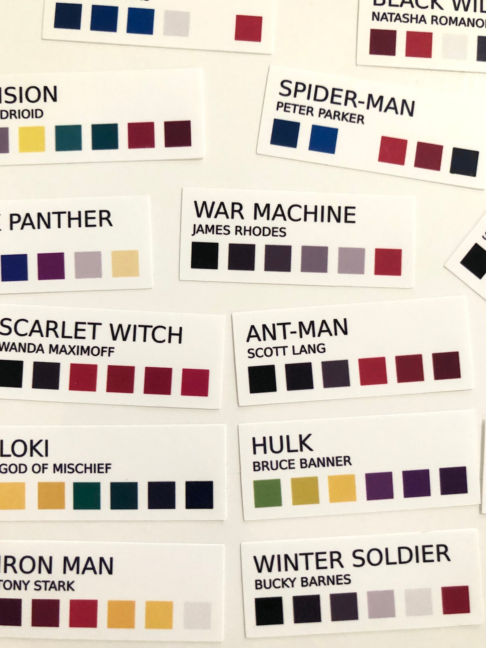 Marvel Characters Colour Palette Sticker Pack / Avengers | Etsy UK