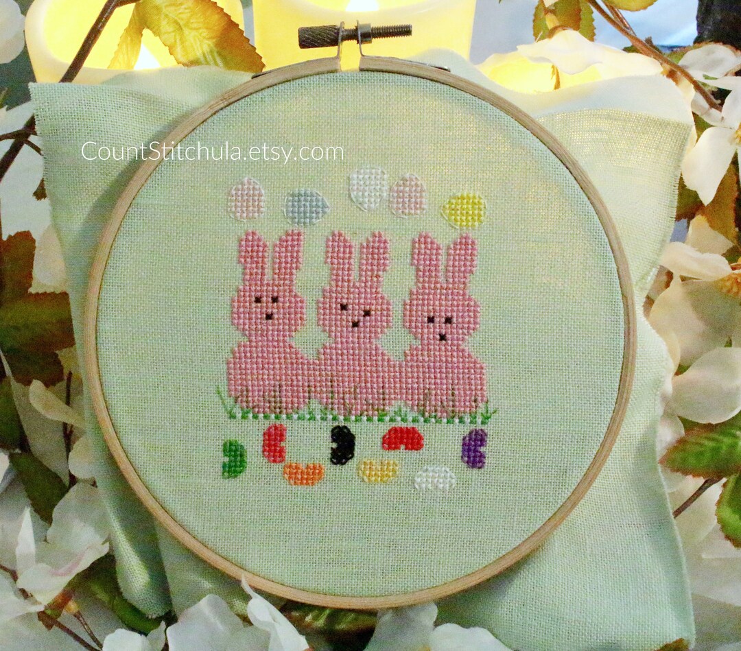 Easter Bunny Candy, PDF Pattern, Bunnies in A Row, Cross Stitch ...