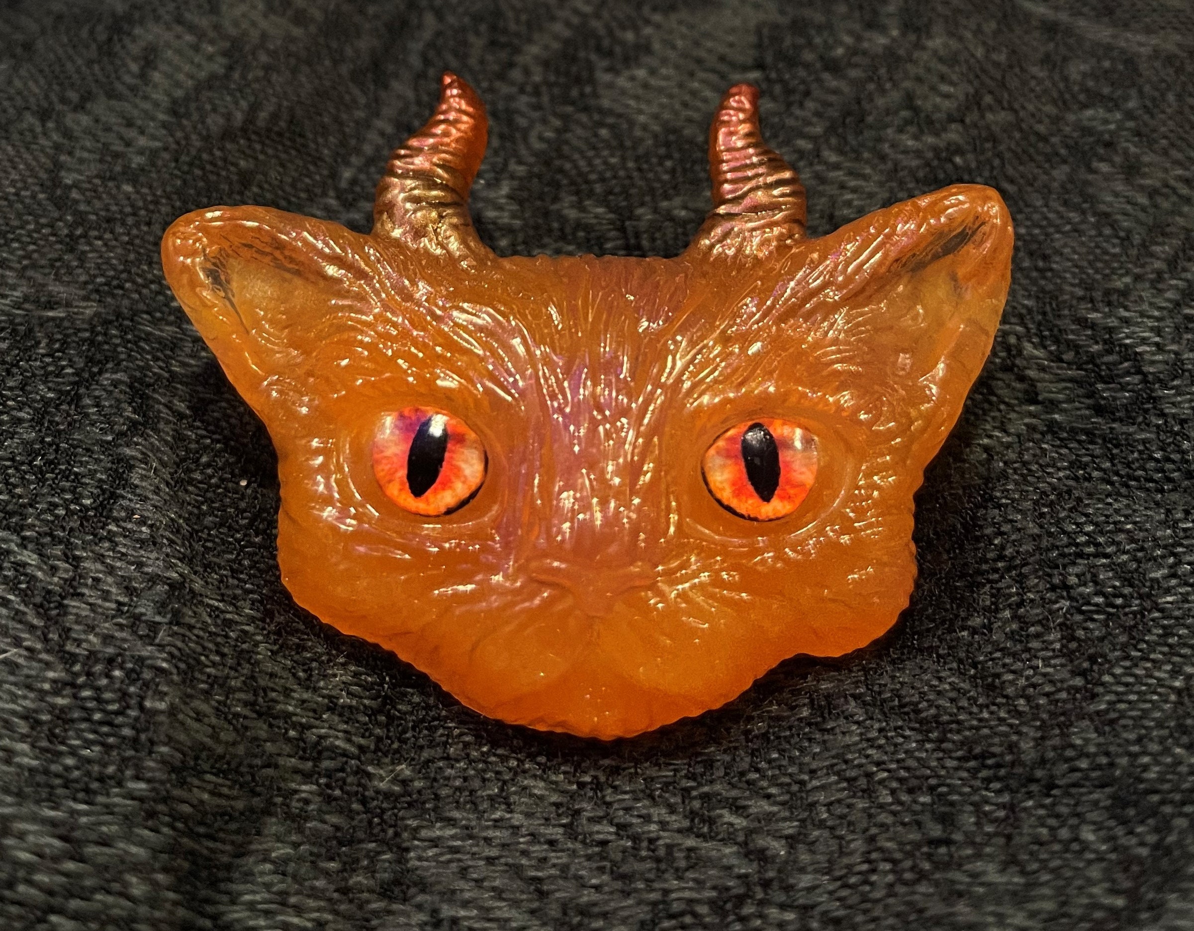 Glow in the Dark Tangerine Fire Wild Cat Pin - Etsy France