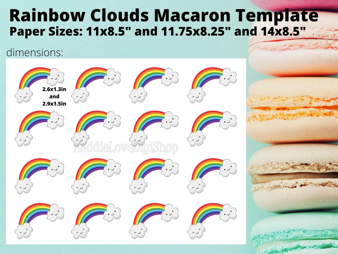 Cute Rainbow Clouds Macaron Template - Etsy