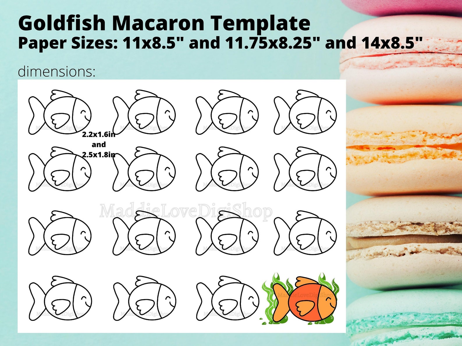 Goldfish Sea Animals | Sea Creatures Fish Summer Macaron Template - Etsy