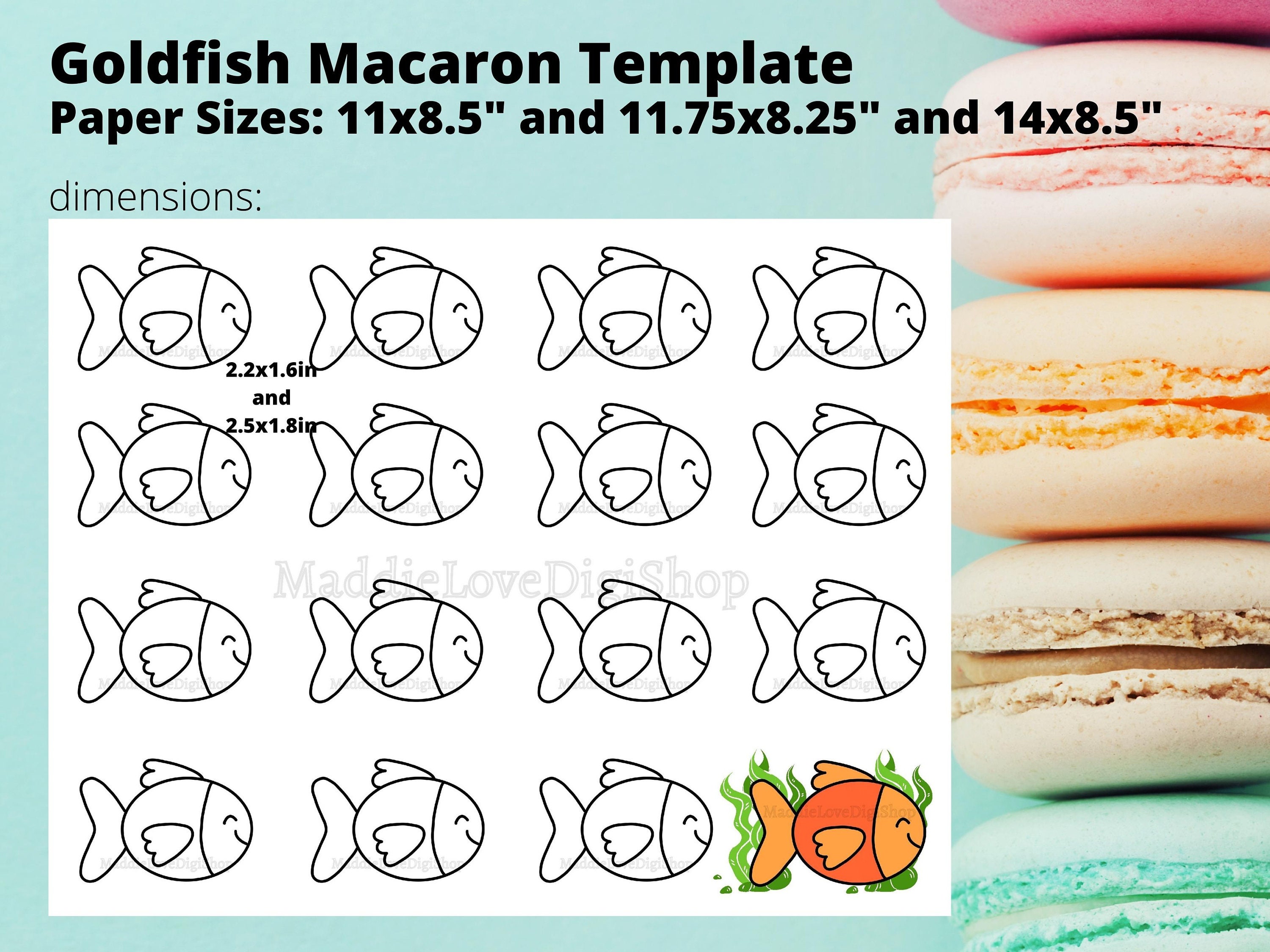 Goldfish Sea Animals | Sea Creatures Fish Summer Macaron Template - Etsy