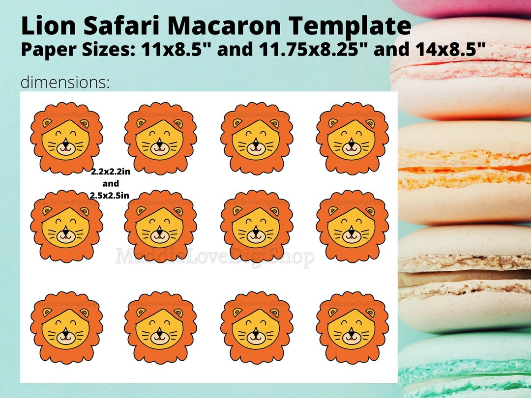 Lion Safari Macaron Template - Etsy