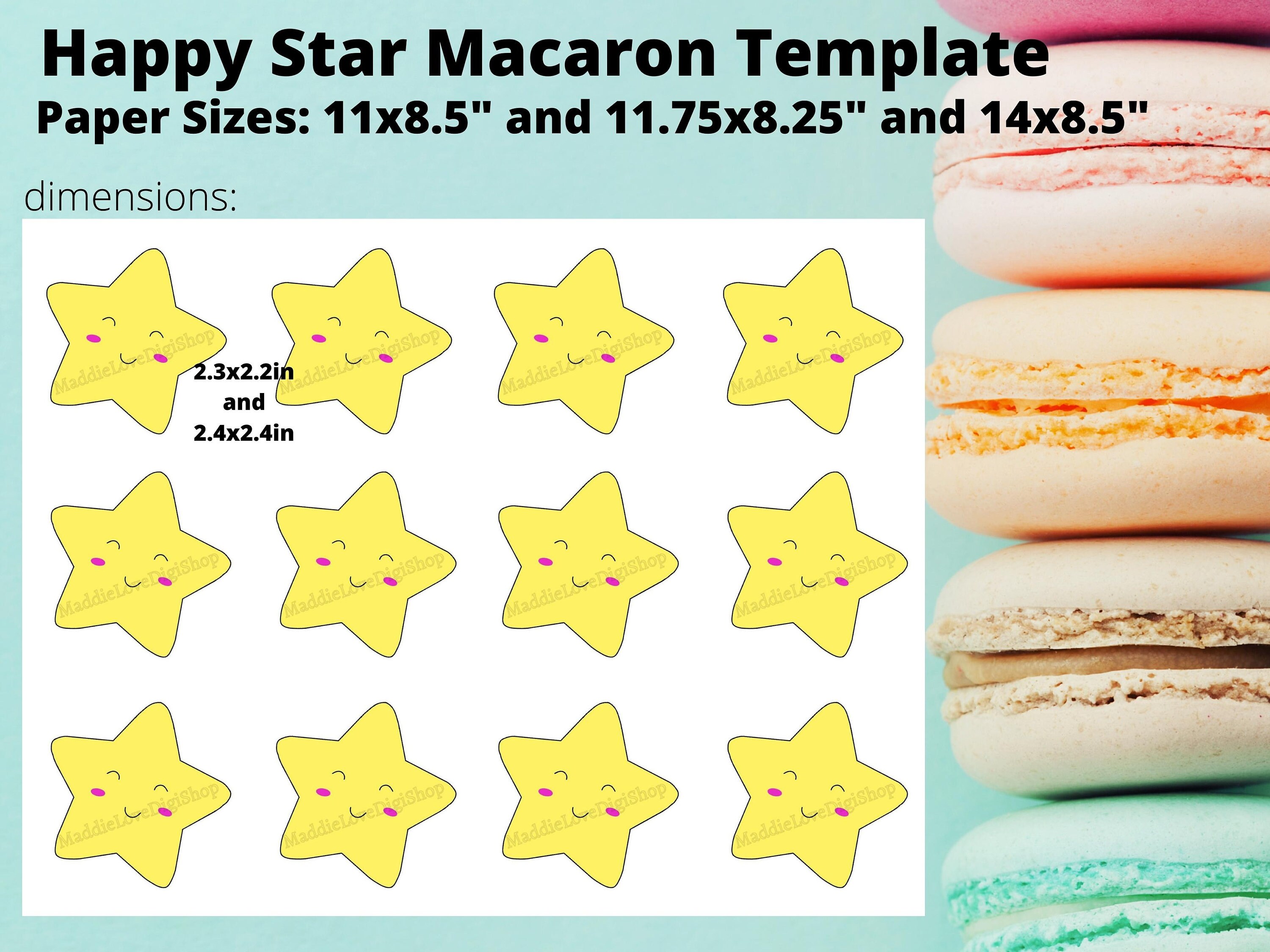 Happy Star Macaron Template | Starfish - Etsy