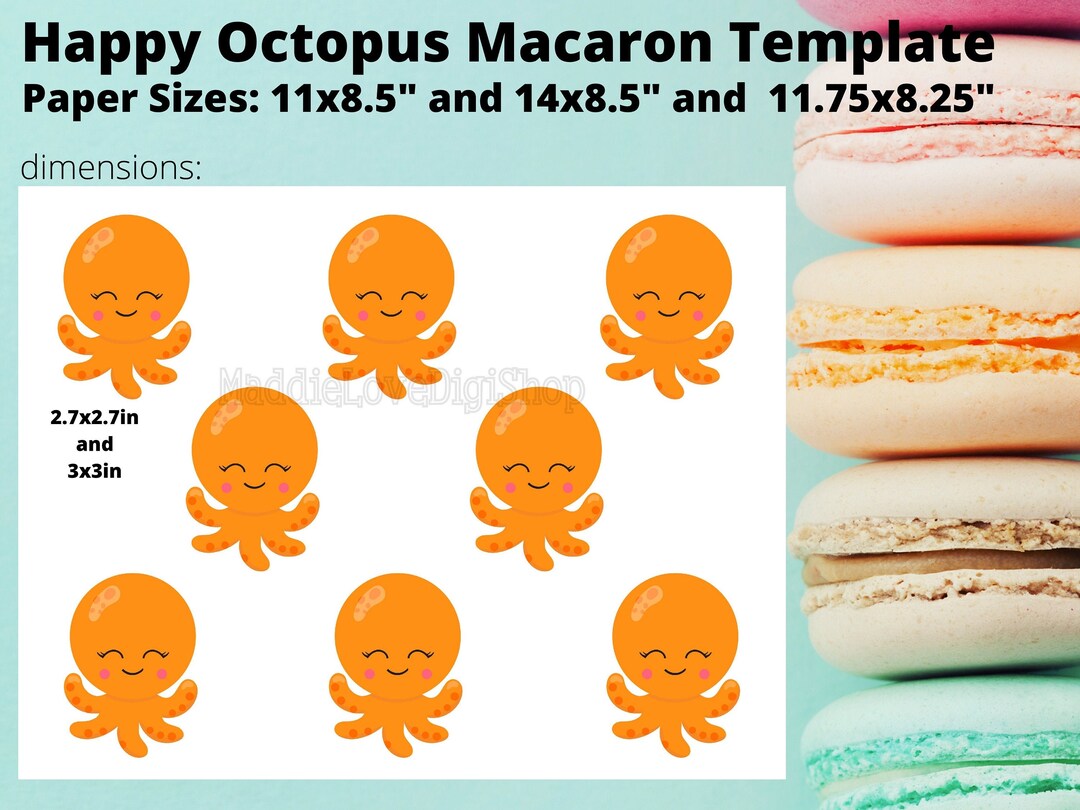 Octopus Sea Animals | Sea Creatures Fish Summer Macaron Template - Etsy