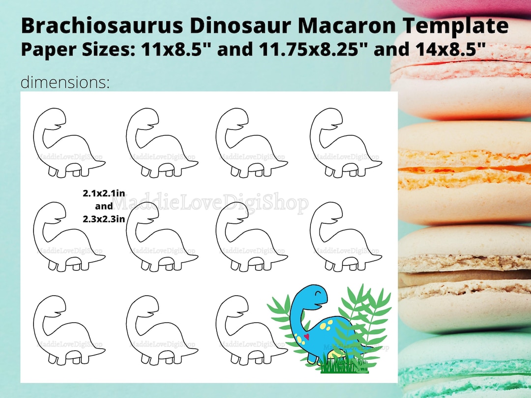 Cute Dinosaur Brachiosaurus 02 Macaron Template - Etsy