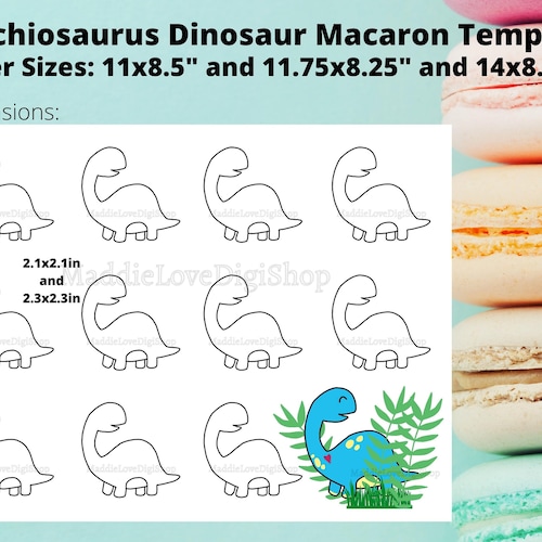 Cute Dinosaur Brachiosaurus 02 Macaron Template - Etsy