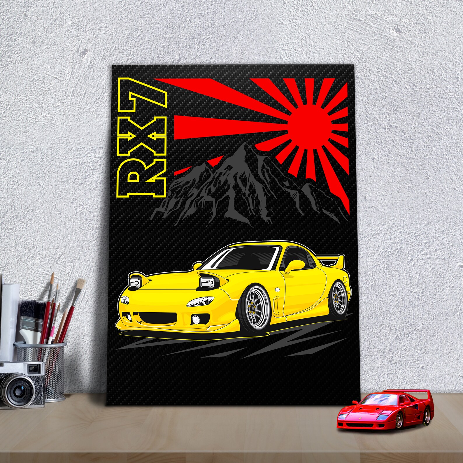 Real Carbon Fiber Poster JDM RX7 Cartoon Wall ART / | Etsy