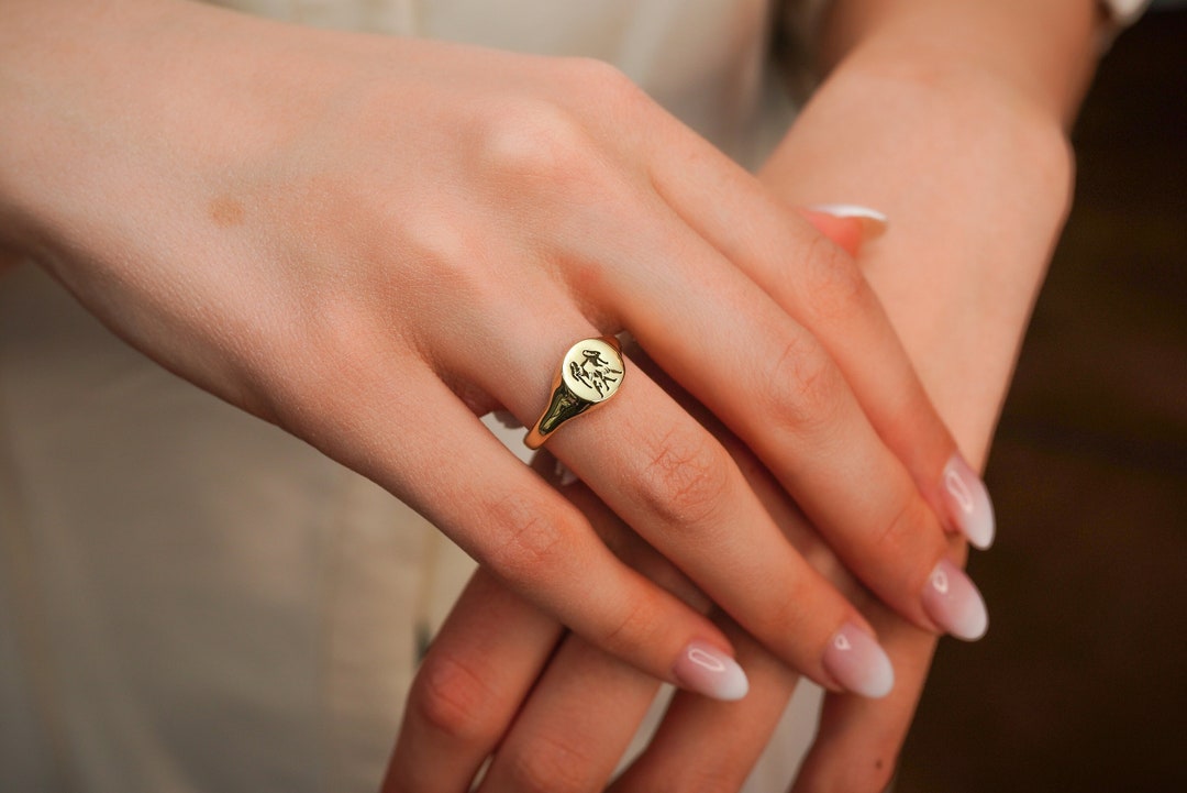 Zodiac Signet Ring * Gold Zodiac Sings Rings * Silver Astrology Ring ...