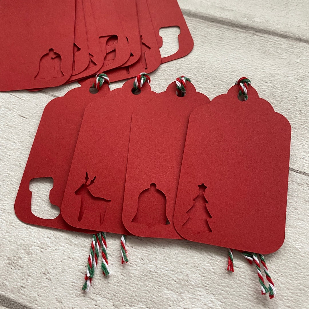 Christmas Gift Tag SET 1 | Set of 12 Red Christmas Shape Gift Tags ...