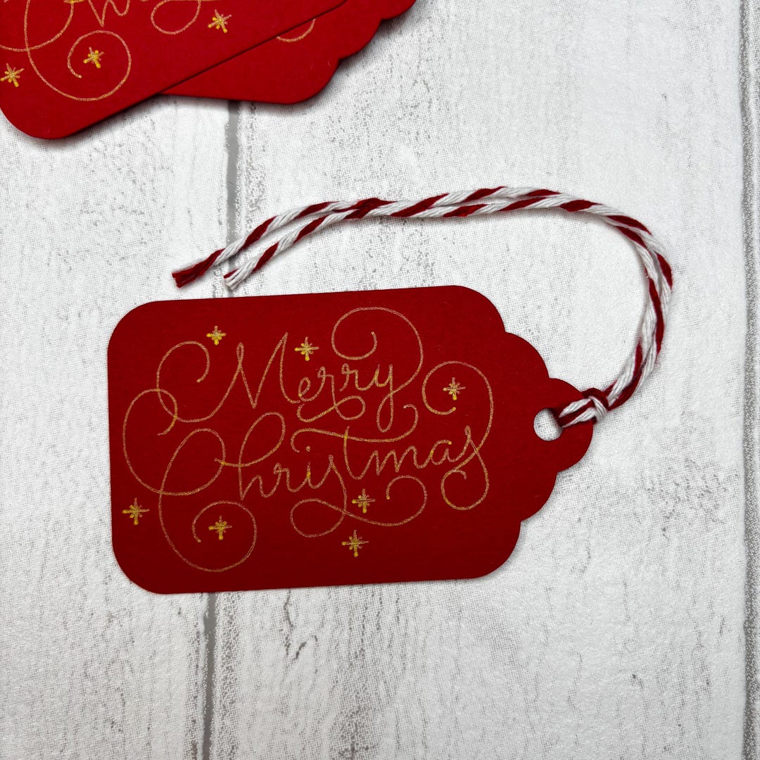 Christmas Gift Tag | Merry Christmas | Set of 12 Red & Gold Shape Gift ...