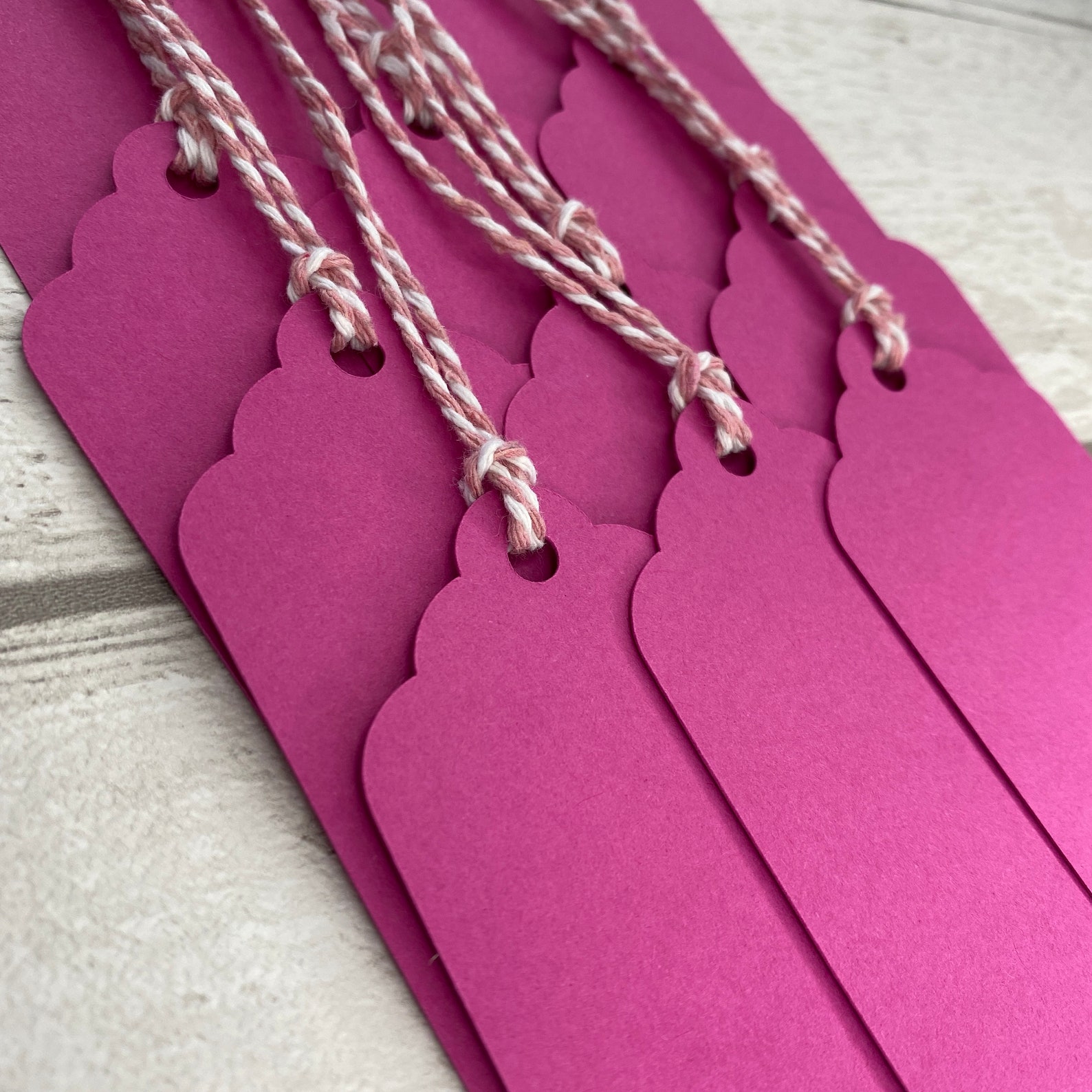 Set Of 12 Hot Pink Gift Tags Twine Present Tag | Etsy