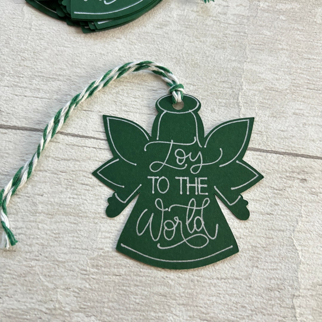 Christmas Gift Tag Joy to the World Angel Set of 12 Green - Etsy UK