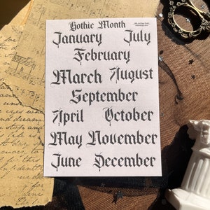 Gothic Month Sticker Sheet, Dark Academia Day Stickers, Witch Bullet ...