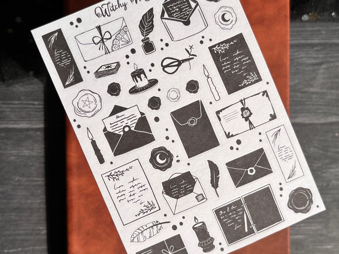 Witchy Mail Sticker Sheet, Goth Letter Stickers, Witchcraft Bullet ...