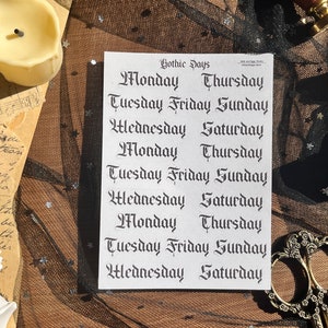 Gothic Month Sticker Sheet, Dark Academia Day Stickers, Witch Bullet ...