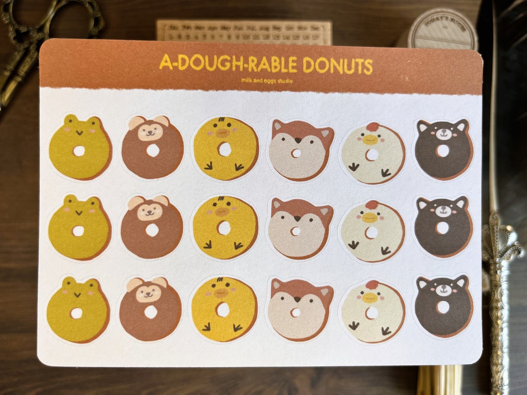 Donut Sticker Sheet, Bullet Journal Stickers, Cute Adorable Doughnut ...